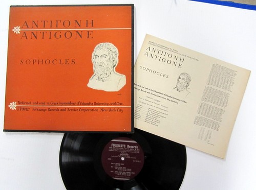SOPHOCLES Αντιγόνη = Antigone LP Folkways 1957 spoken word GREEK w ...