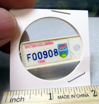 1986 British Columbia Canada F00908 Mini License Plate tag key chain ...