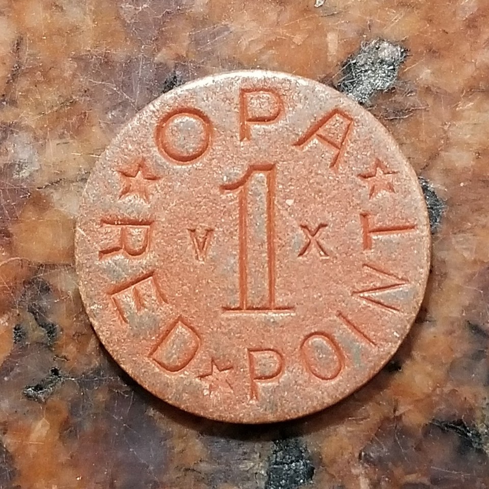 1942-45 OPA RED POINT (V-X) WW2 US RATION TOKEN - #B2045 | eBay