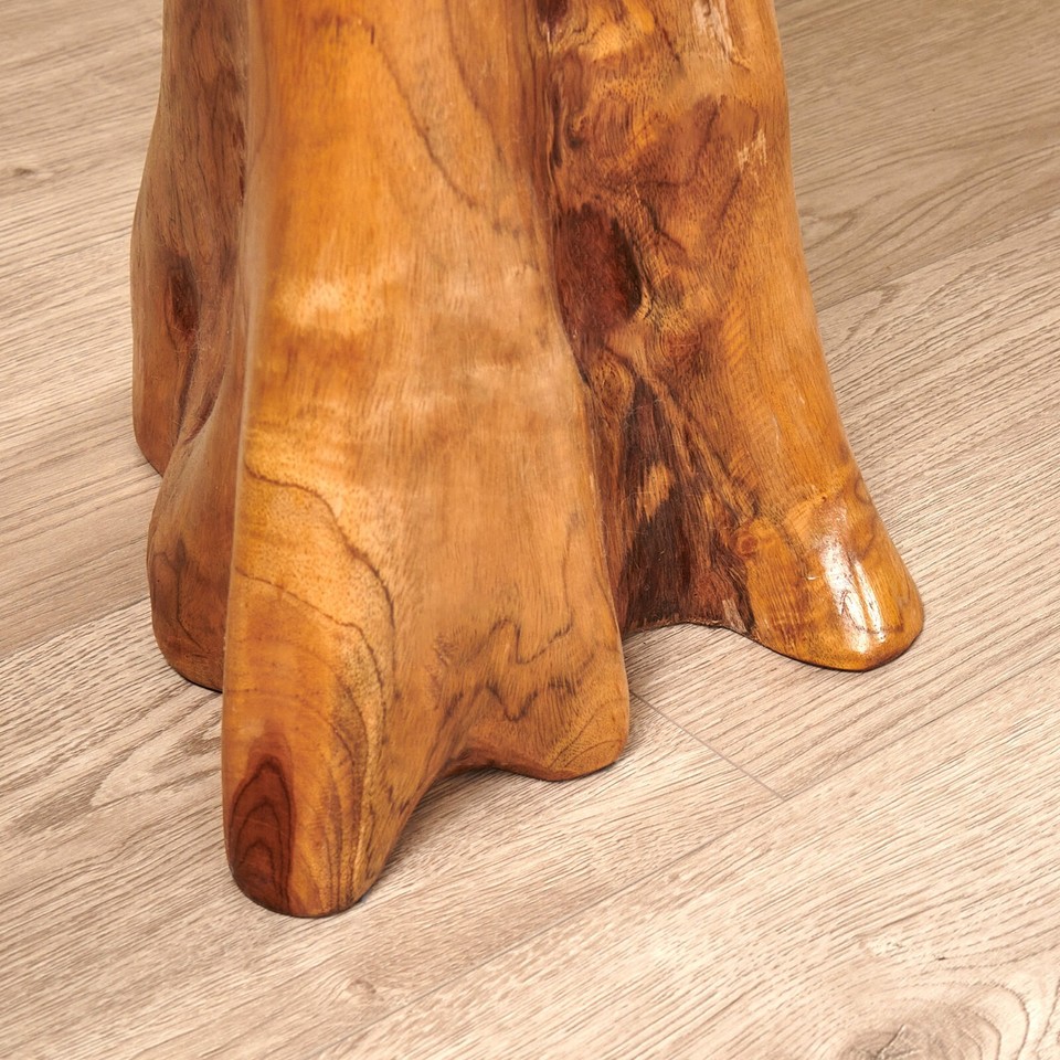Rustic Teak Tree Stump Table – Live Edge Side Table or Stool, Natural ...