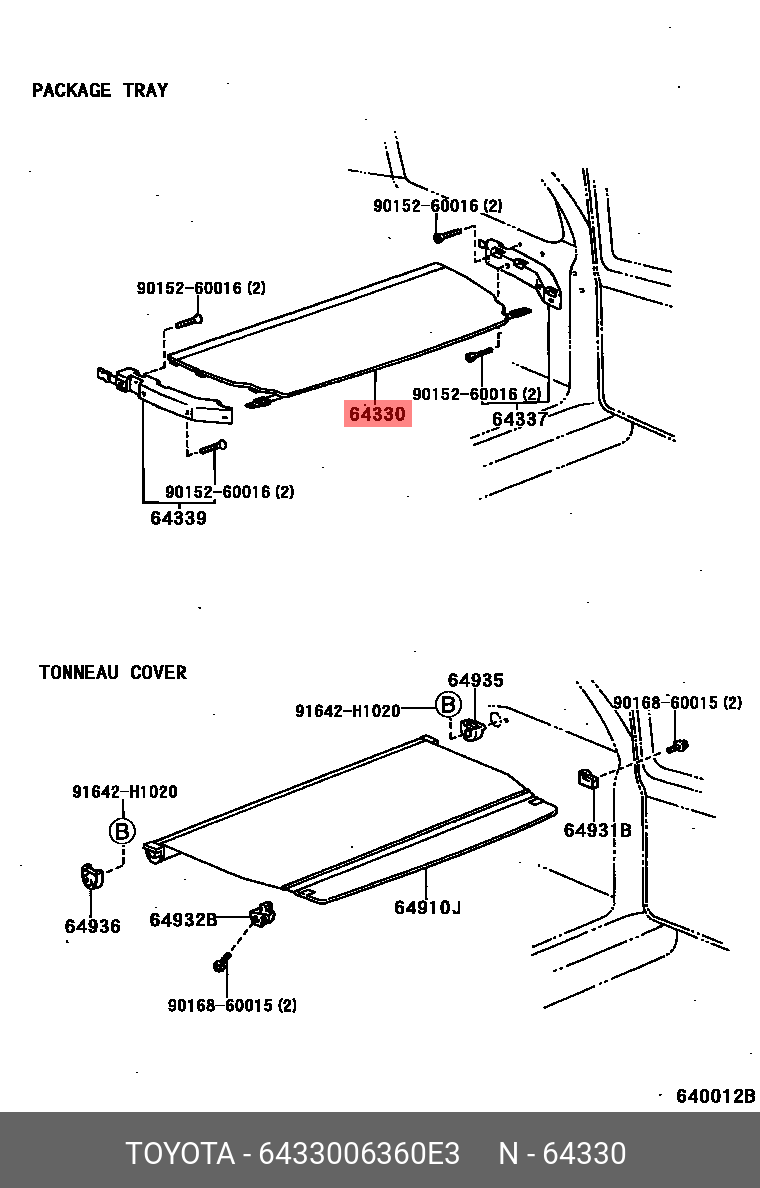 Original panel assy, package tray trim, 6433006360E3 for TOYOTA 64330 ...