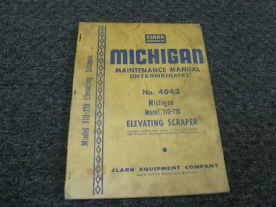 Clark Michigan 110-11B Elevating Scraper Shop Service Repair Manual | eBay