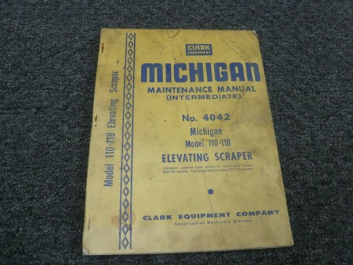 Clark Michigan 110-11B Elevating Scraper Shop Service Repair Manual | eBay