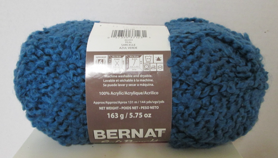 1 Skein Bernat Soft Boucle Yarn #6 Acrylic - Natural Lavender Teal Blue ...