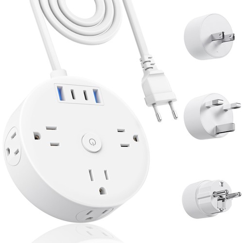 European Travel Plug Adapter US to UK Europe Power Strip for EU/UK/US 6 ...