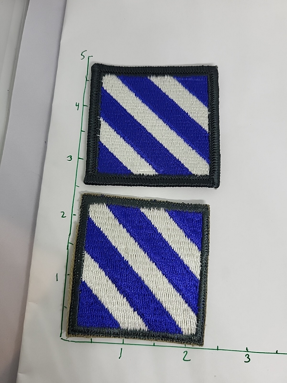 Pair 3RD INFANTRY DIVISION / Army Dress Patch Embroidered Merrowed Edge ...