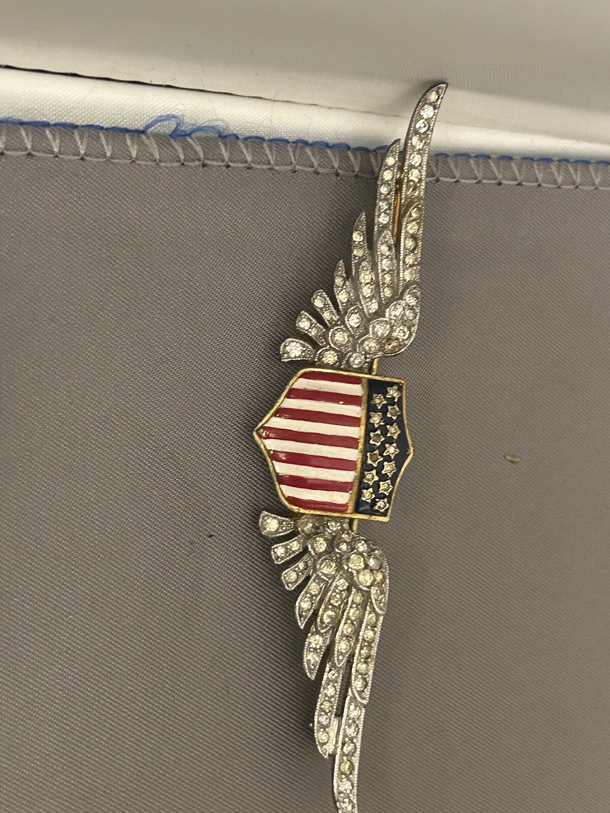1940 Alfred Philippe TRIFARI Patriotic Rhinestone Ena… - Gem