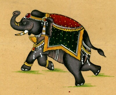 ROYAL ELEPHANT DANCING Original TURKISH ART Miniature PAINTING Turkey ...