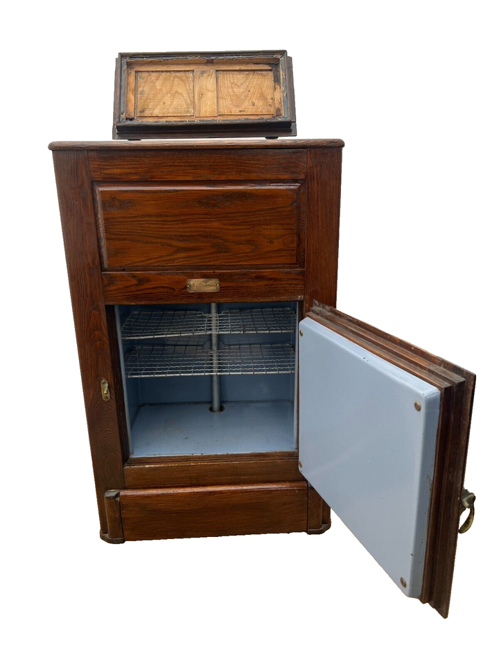 Antique Glacier Turquoise Ice Box Top and Bottom Storage two Doors ...