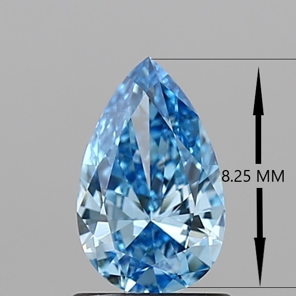 0.73 Ct, CVD/HPHT Lab Grown Diamond Blue Color Pear Cut of 1 Piece VVS ...