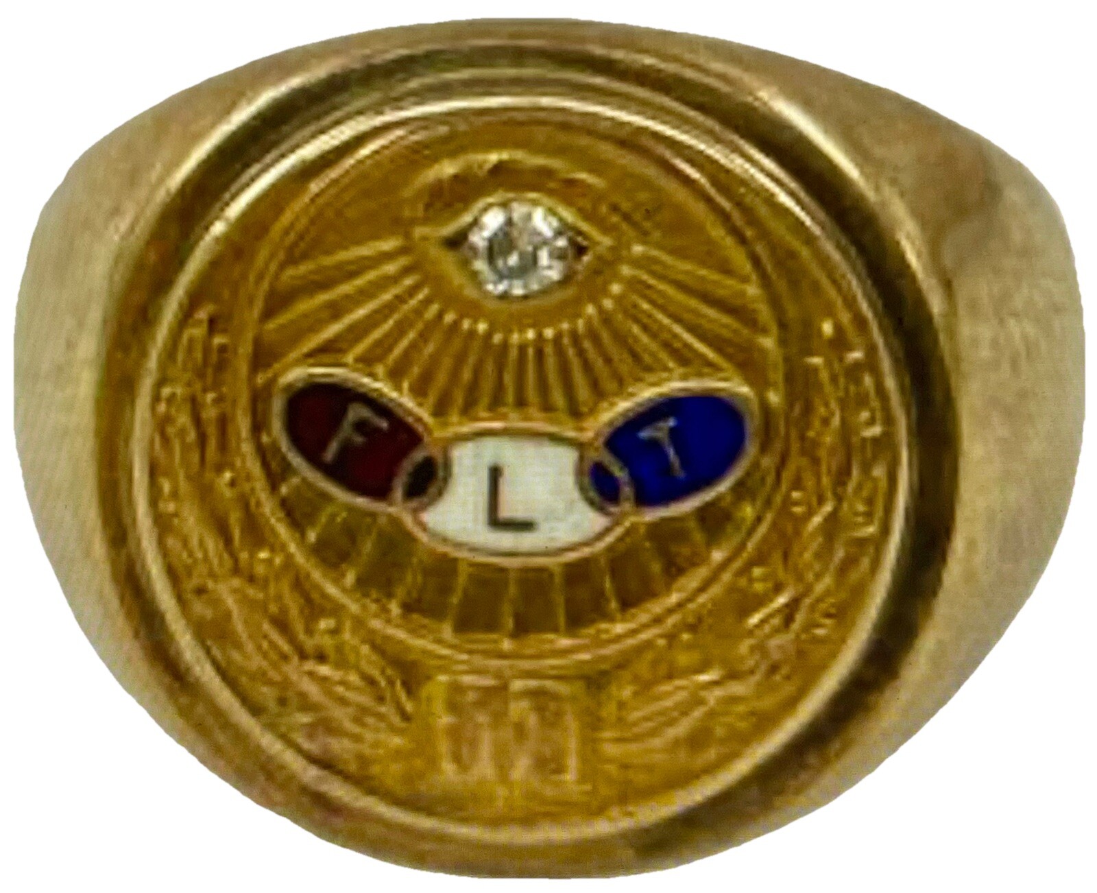 ODD FELLOWS LODGE MEMBER FLT ESTATE SIGNET RING SIZE 8 10K GOLD DIAMOND ...