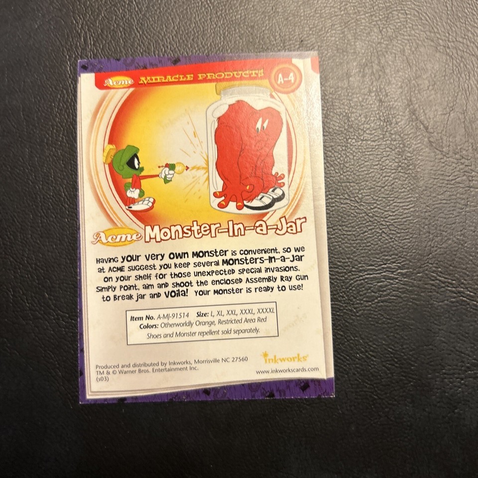 Jb6b Looney Tunes Back In Action Acme Miracle Products A-4 Monster In A ...