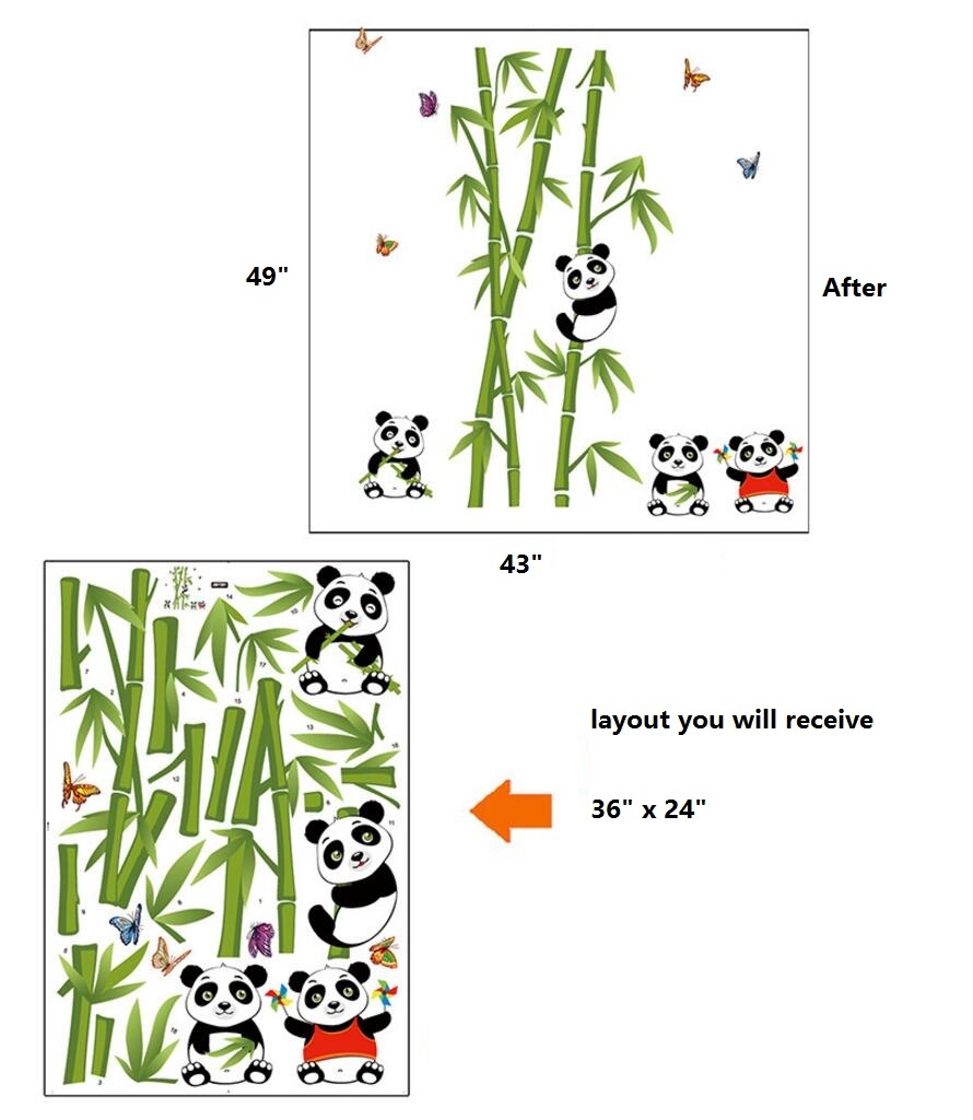 Lovely Panda Bamboo Pattern Removable Wall Stickers Decal Kids Home ...