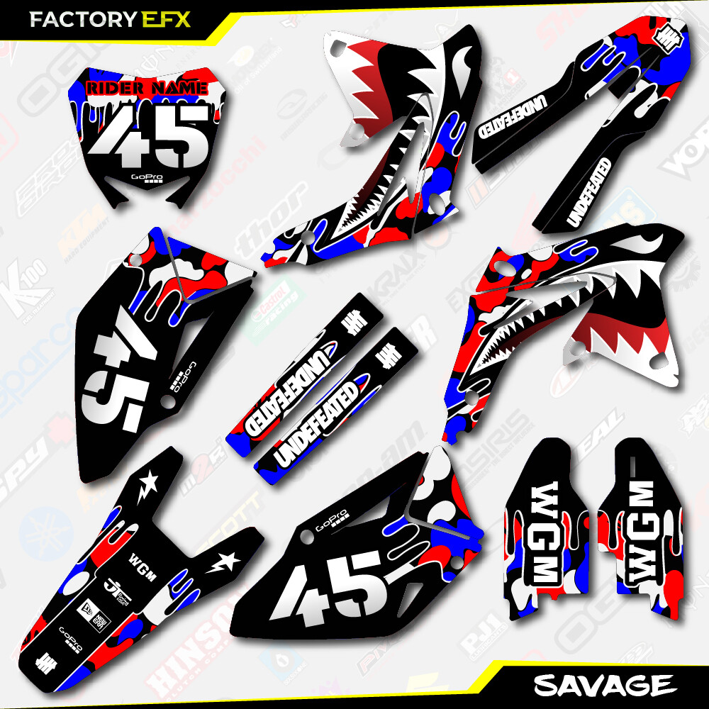 USA Red White Blue Savage Racing Graphics Kit fits Suzuki RMZ450 RMZ ...