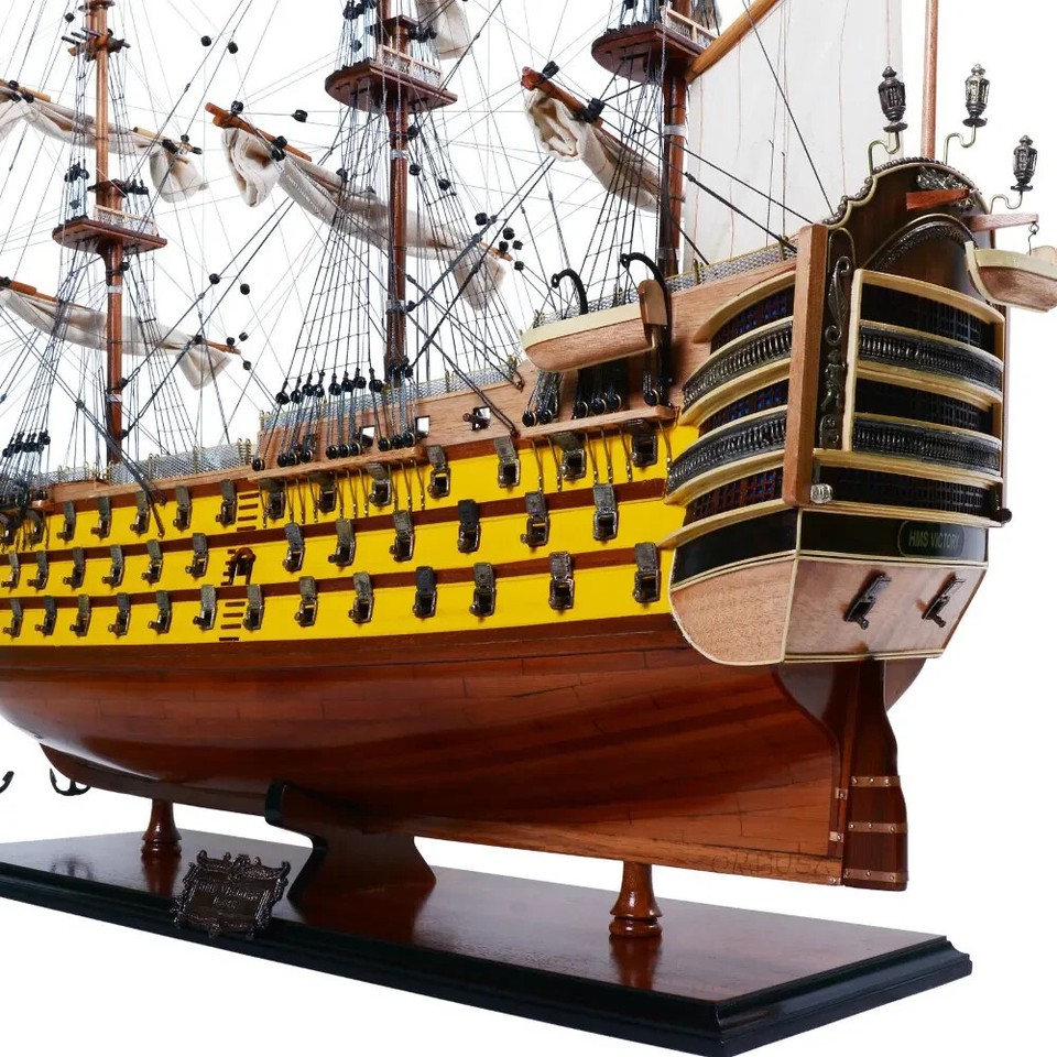 HMS Victory Painted | Handcrafted Ship Model W/ Linen Sails & Wooden ...