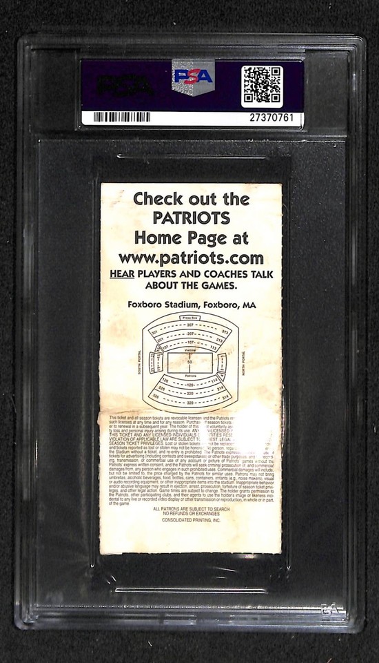 Bill Belichick "1st WIN as Pats COACH" 1996 Patriots Debut Ticket PSA ...