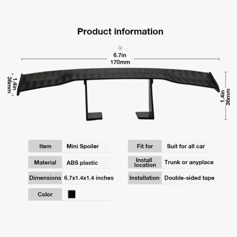 ABS Black Rear Trunk Wing Carbon Fiber Mini Spoiler Car Tail Decoration ...