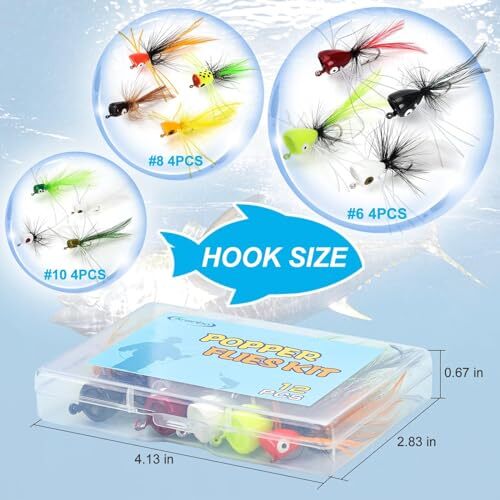 12PCS Fly Fishing Popper Flies, Fly Popper Lures Bass Panfish Bluegill ...