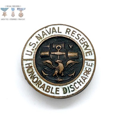 WWII US NAVAL RESERVE HONORABLE DISCHARGE LAPEL BUTTON PIN NAVY WW2 ...