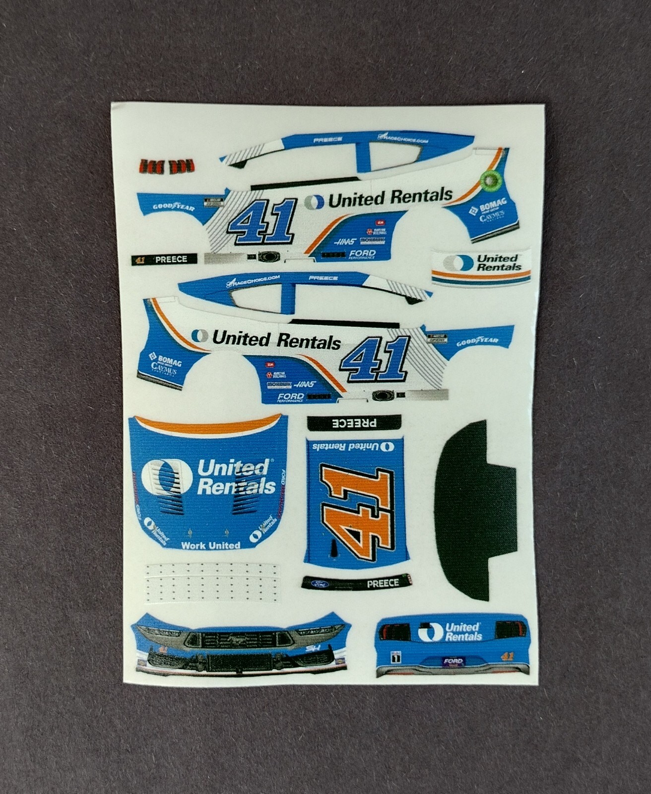 2024 Custom Ryan Preece #41 United Rentals 1/64 Peel & Stick Decals | eBay