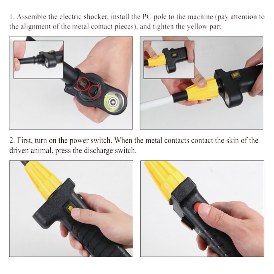 12000V Rechargeable Electric Shock LivestockCattle Prodder Stock Prod ...