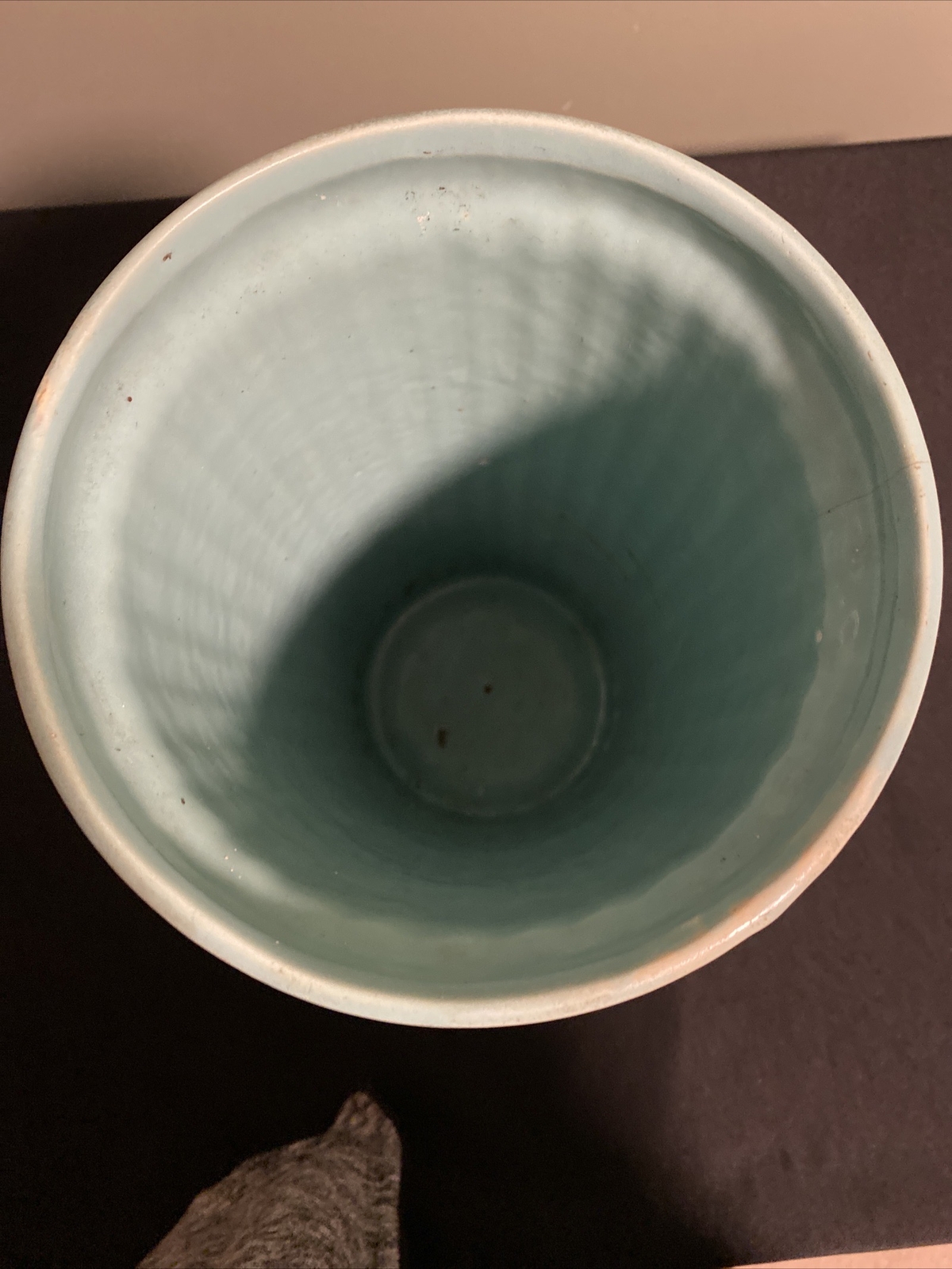 MCCOY GREEN RIBBED LARGE Floor VASE Aqua Teal UMBRELLA HOLDER 14" HIGH ...