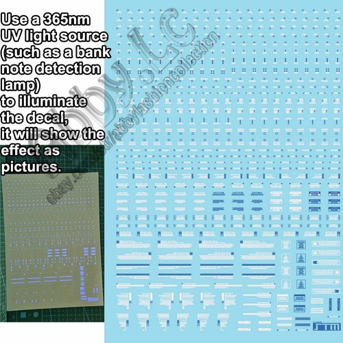 for MG 1/100 Full Mechanics UV-Light Reactive Water Slide Decal Sticker ...
