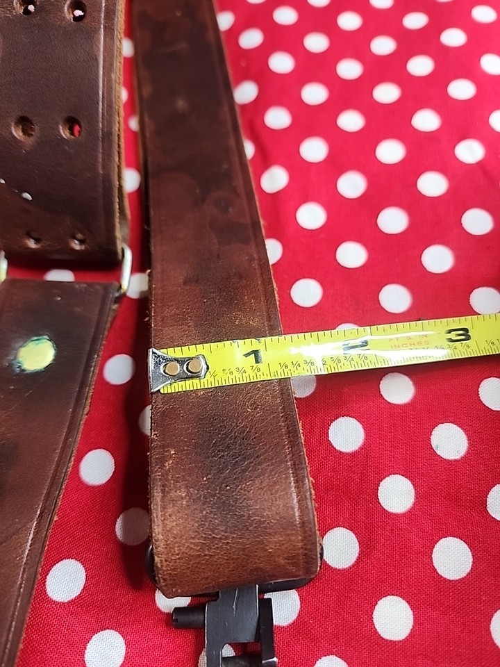 VINTAGE WIDE LEATHER BUCKLE STRAP RIFLE SLING WITH SWIVELS | eBay