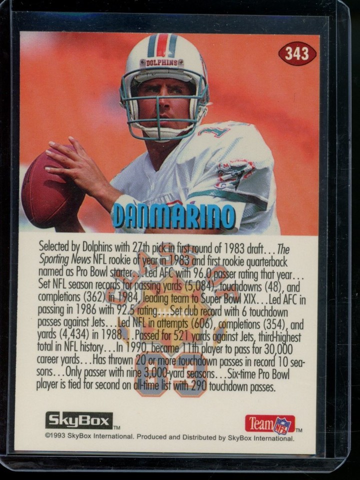 1993 SkyBox Impact Dan Marino Color Foils Miami Dolphins #343 | eBay UK