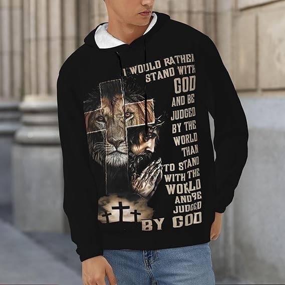 3D Christian God Lion Cross Hoodie Faith Prayer Unisex Pullover | eBay