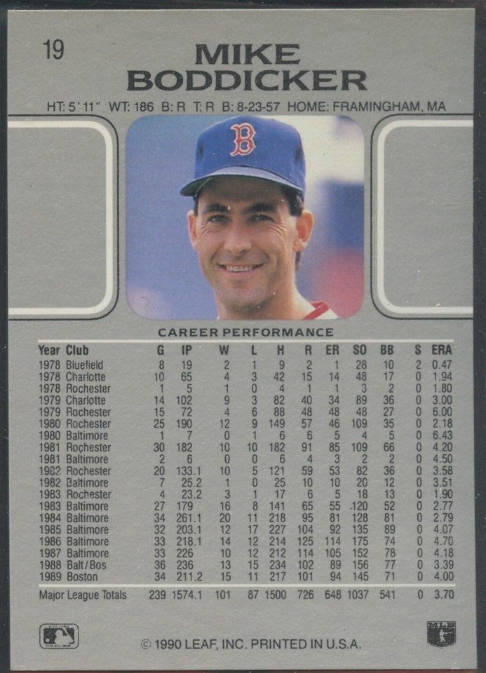 1990 Leaf #19 Mike Boddicker Boston Red Sox | eBay
