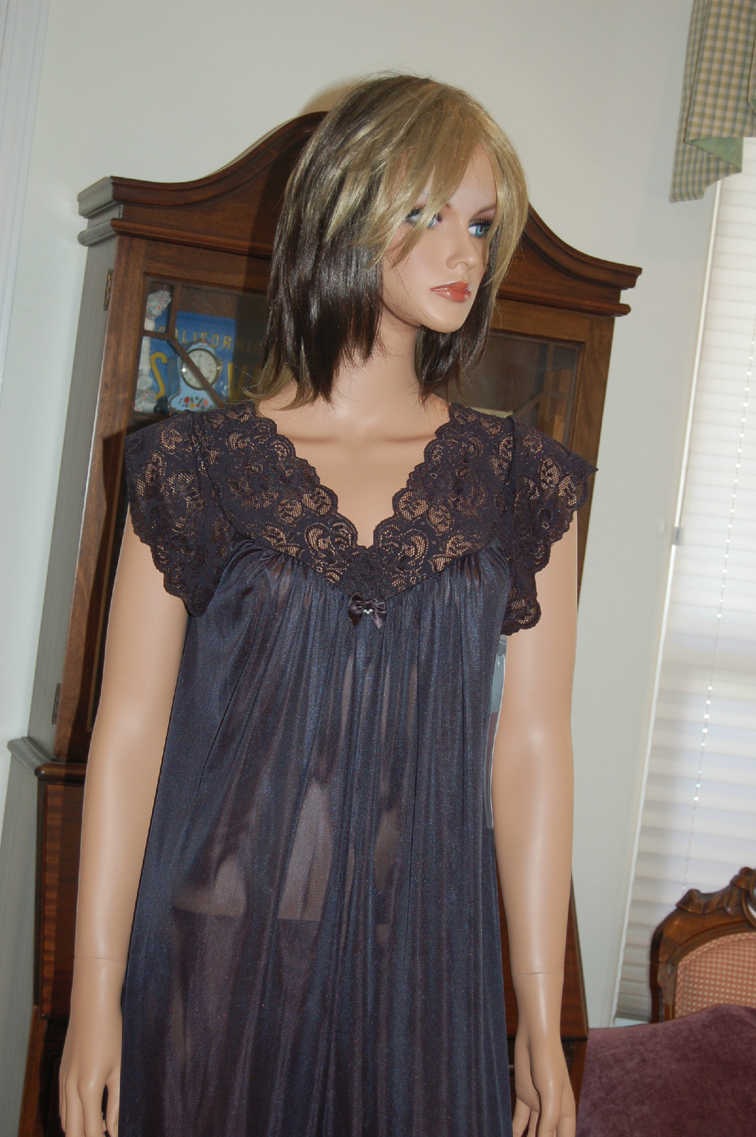 SHADOWLINE SILHOUETTE SATINTRIQUE NYLON NIGHTGOWN, SIZES S TO 3X ...