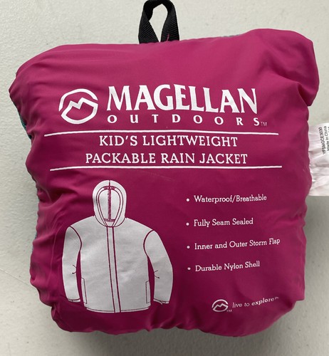 YOUTH GIRLS MAGELLAN LIGHTWEIGHT PACKABLE RAIN JACKET PINK LARGE EXC ...