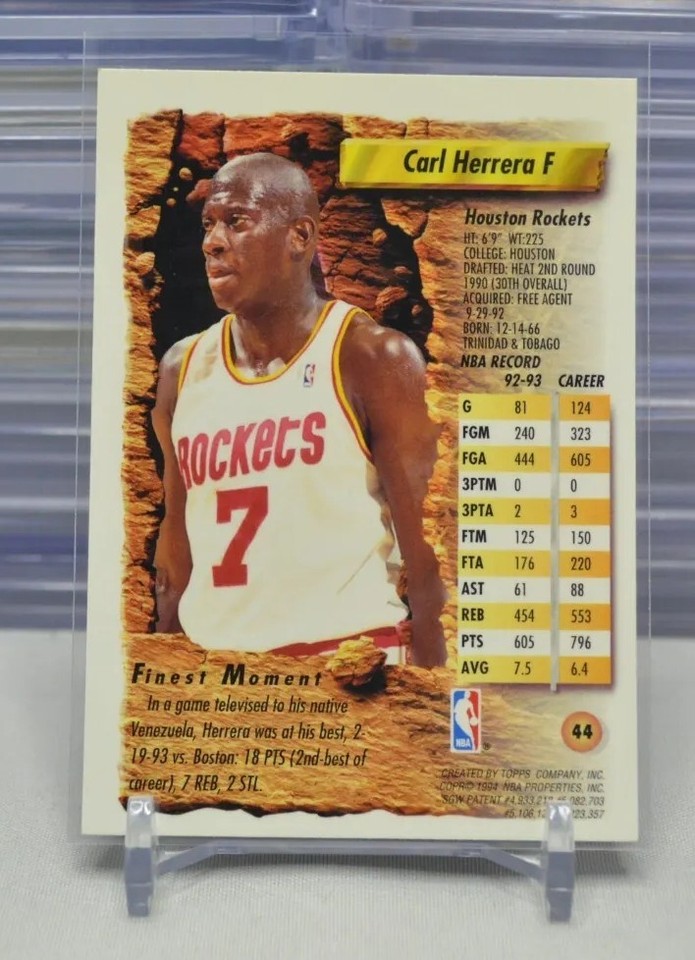 1994 Topps Finest Carl Herrera #44 Houston Rockets | eBay