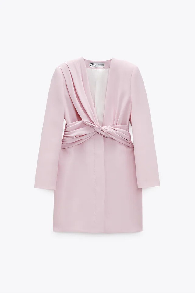 ZARA DRAPED MINI BLAZER DRESS LIGHT PINK 2641/701 | eBay