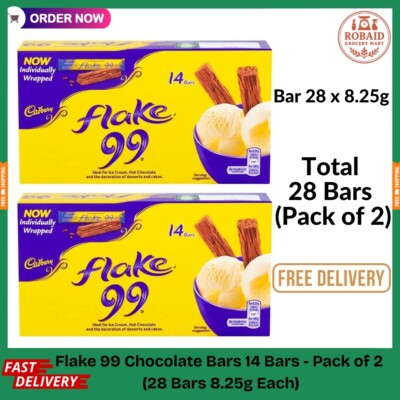Cadbury Flake 99 Chocolate Bars 14 Bars - Pack of 2 (28 Bars 8.25g Each ...