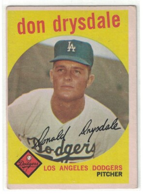 1959 Topps #387, Don Drysdale, Los Angeles Dodgers, No Creases, OC | eBay