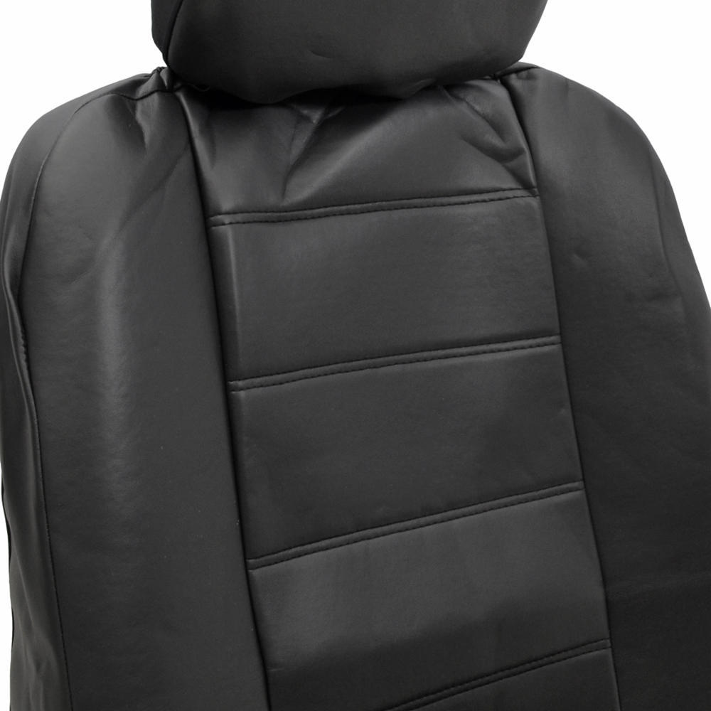 Black Leatherette Car Seat Covers Front Pair Set of 2 Faux Leather ...