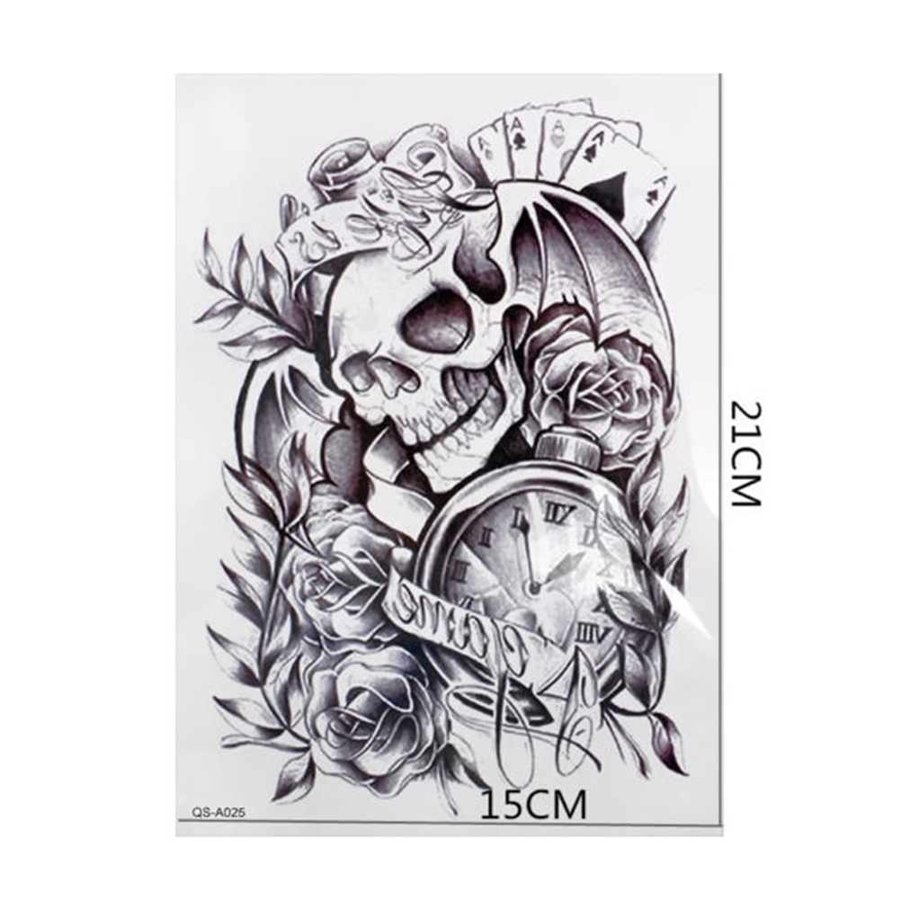2 X Hipster Cool Tattoo Skull Temporary Body Arm Stickers Black ...