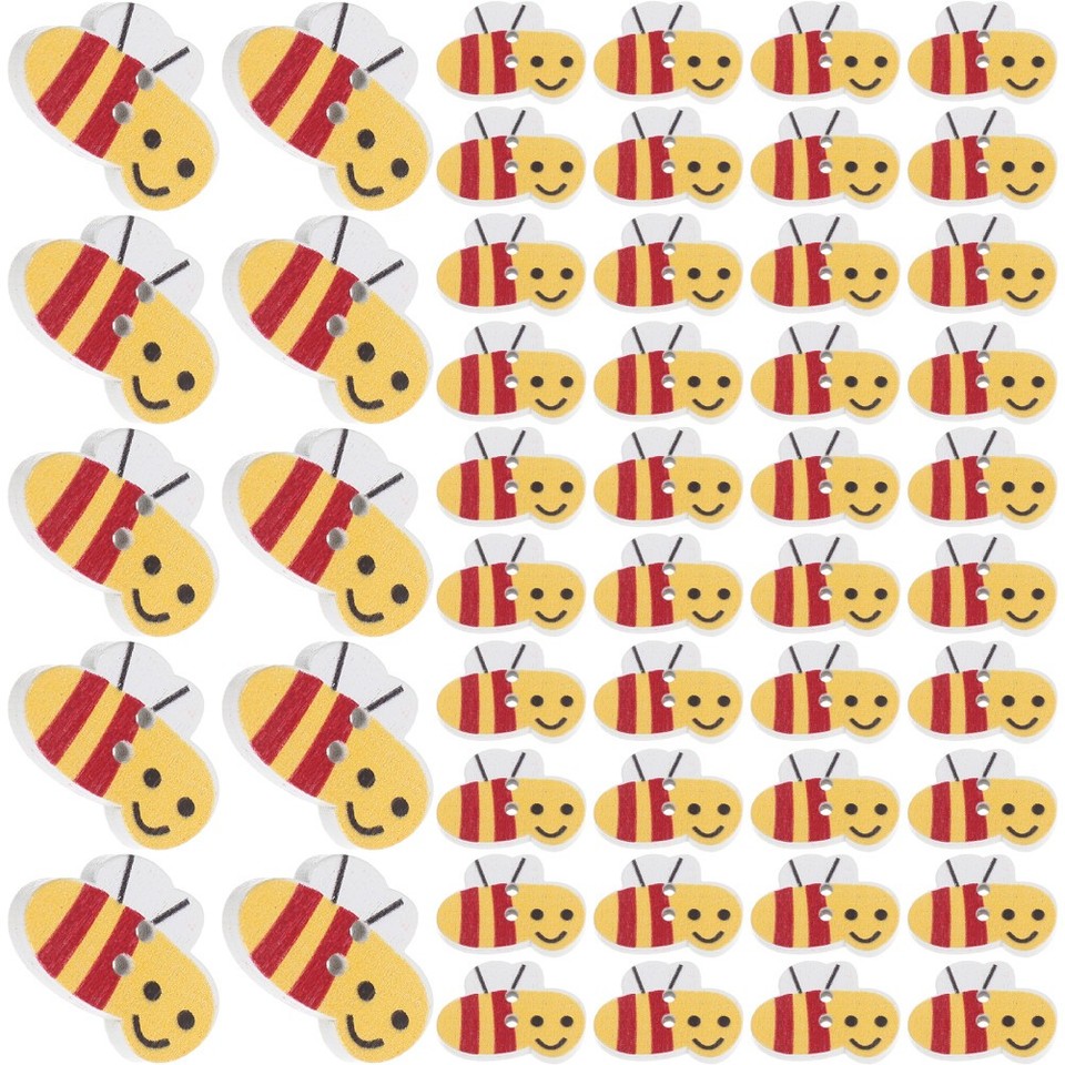 100 Pcs Wooden Bee Buttons for Kid's Scrapbooking DIY Craft Wedding ...