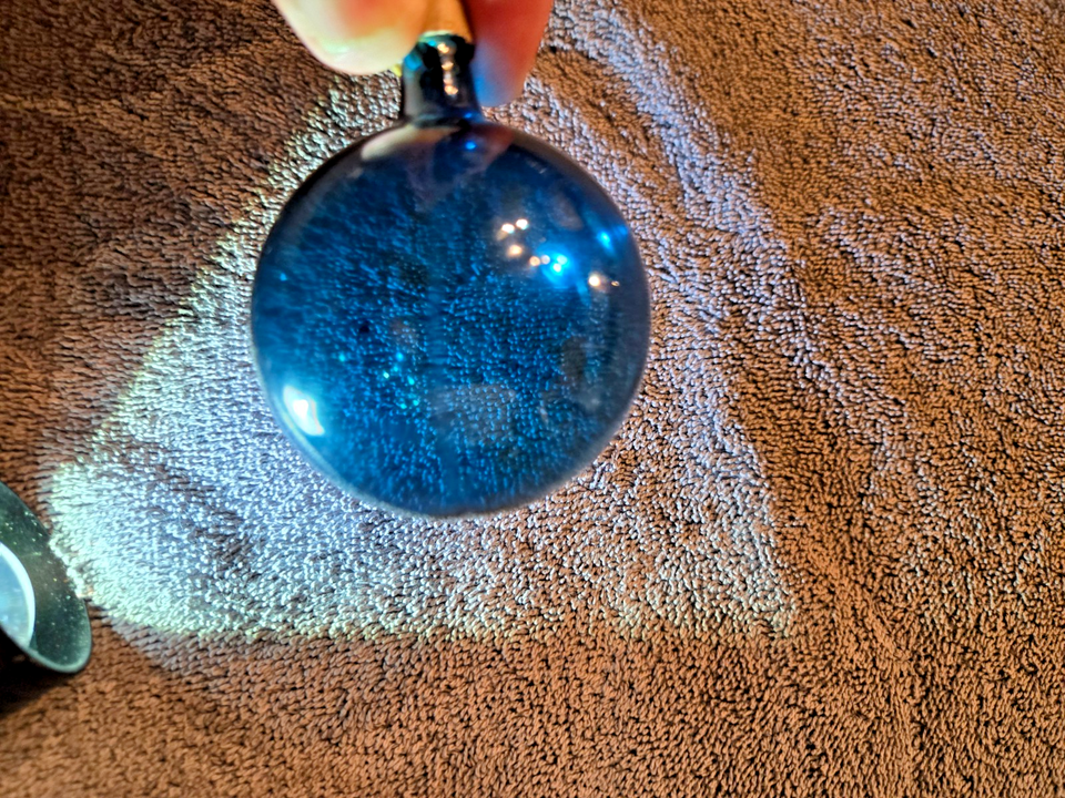 3 Vintage Blue Paper Cap Unsilvered Glass Christmas Ornaments 3" WWII ...