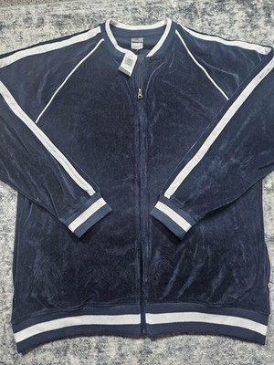 Vintage Foot Locker Jacket Mens XL Blue White Velour Track Full Zip ...