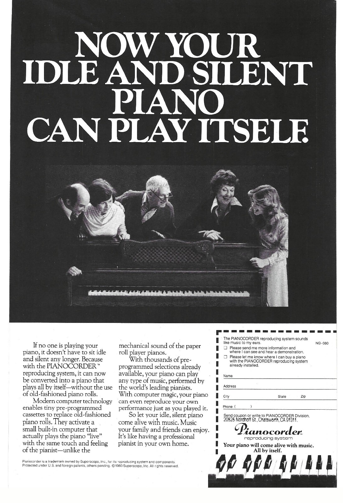 1980 Pianocorder Vintage Print Ad Self Playing Piano | eBay