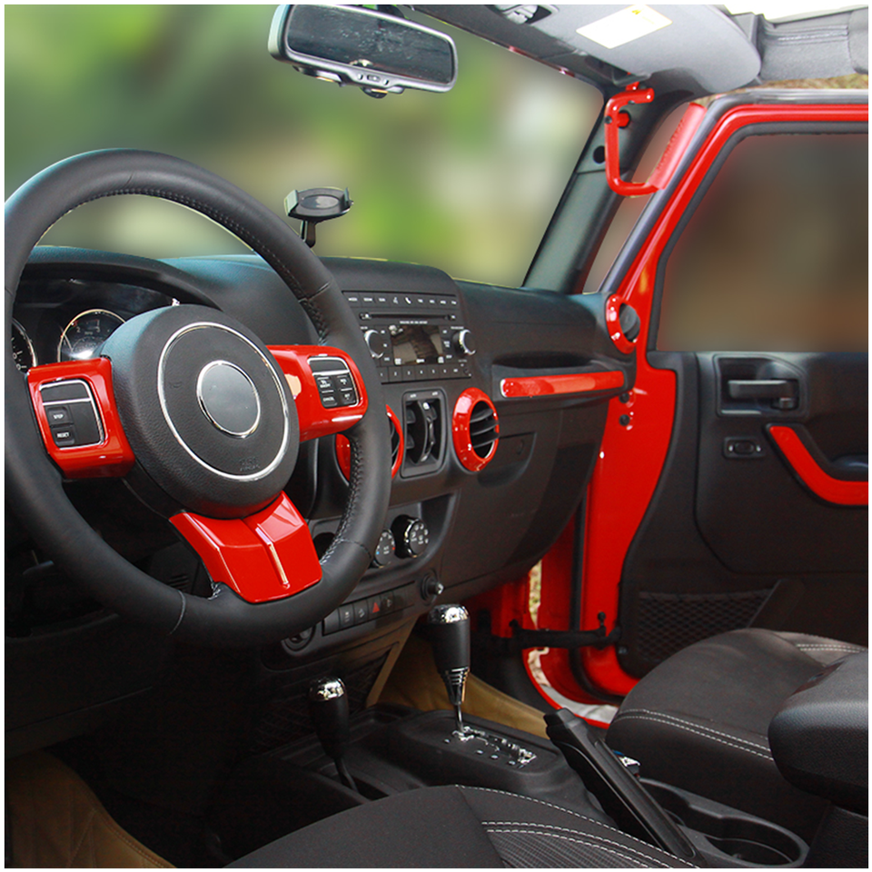 21x Full Set Interior Decoration Trim Kit for Jeep Wrangler JK JKU 2011 ...