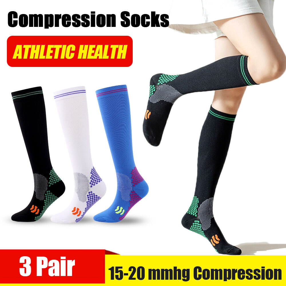 3x Compression Socks 20-30 mmHg Firm Support Knee High Medical ...