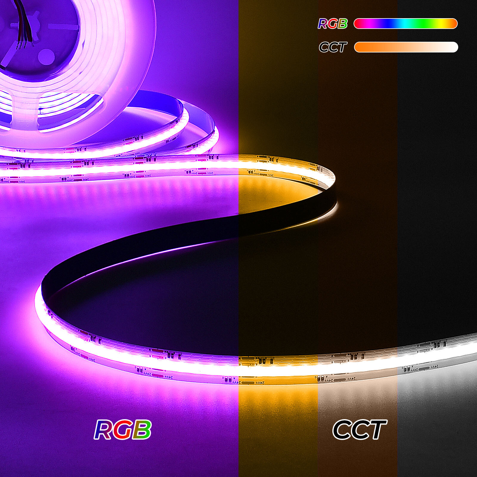 High Density RGB+CCT RGBW RGBWW Cob Led Strip Lights 784LED/m 840led/m ...