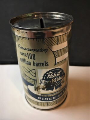 Vintage Pabst Blue Ribbon Beer Steel Mini Can Bank 100 Million Barrels ...