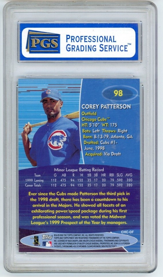 Corey Patterson 2000 Topps Finest #98 PGS Mint 9 | eBay