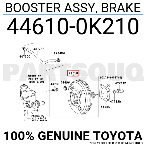 446100K210 Genuine Toyota BOOSTER ASSY, BRAKE 44610-0K210 | eBay