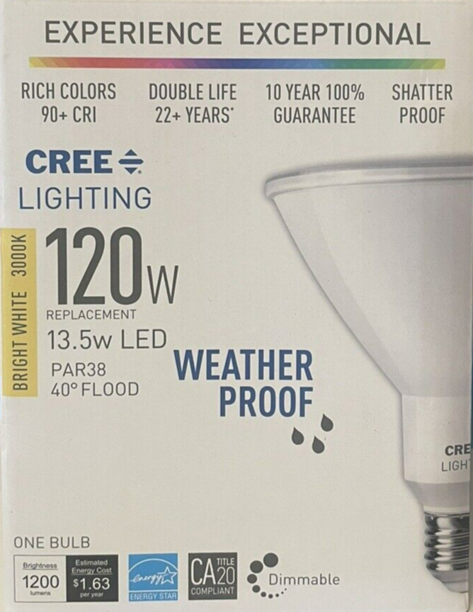 CREE 120-WATT PAR38 Weatherproof LED Flood Light - 1200 Lumens - NEW | eBay